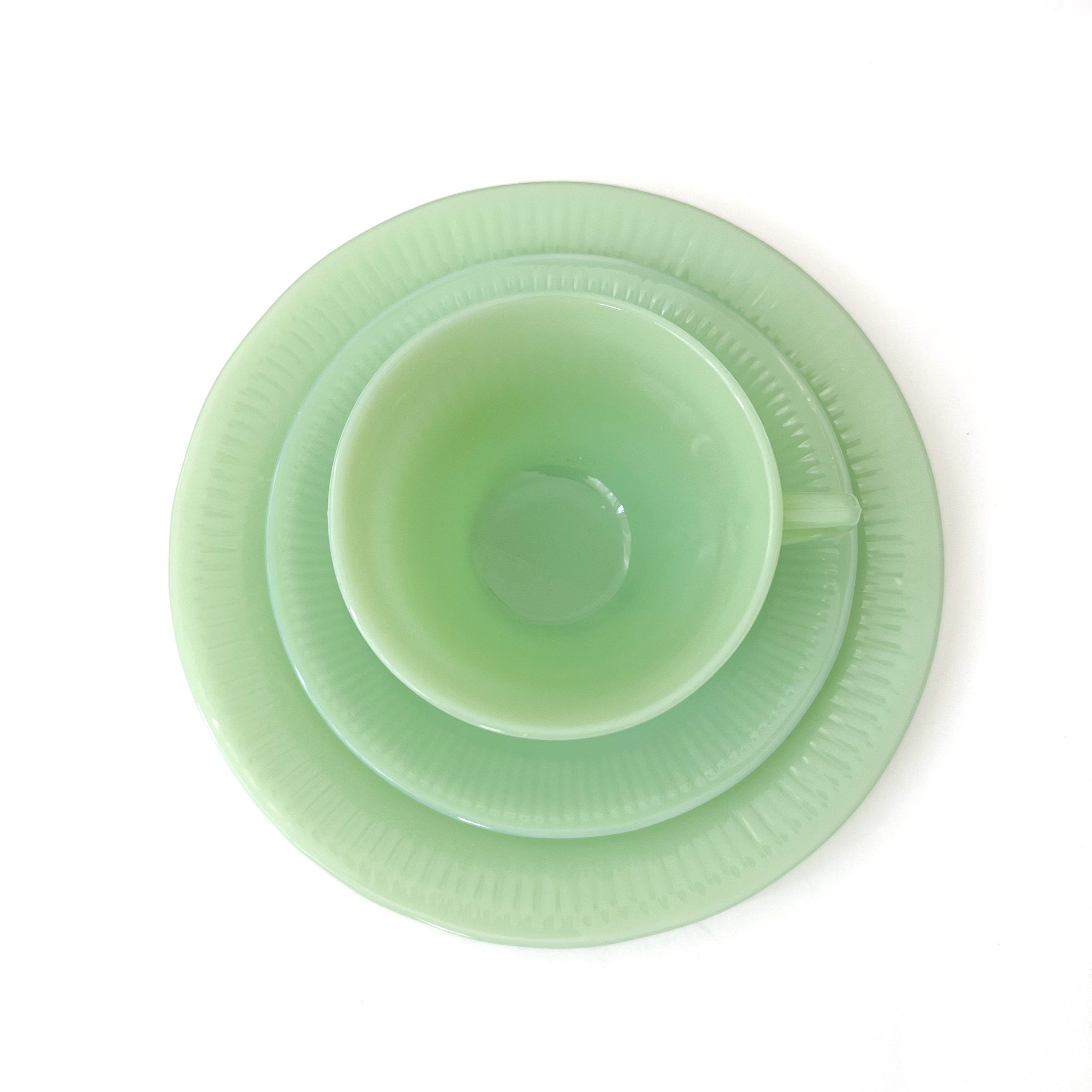 Vintage Fire King Jadeite Starter Set, Jane Ray Dinnerware, Dinner ...