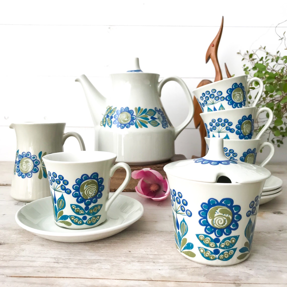 Figgjo Tor Viking Sugar Bowl and Milk Jug Blue Floral | Etsy