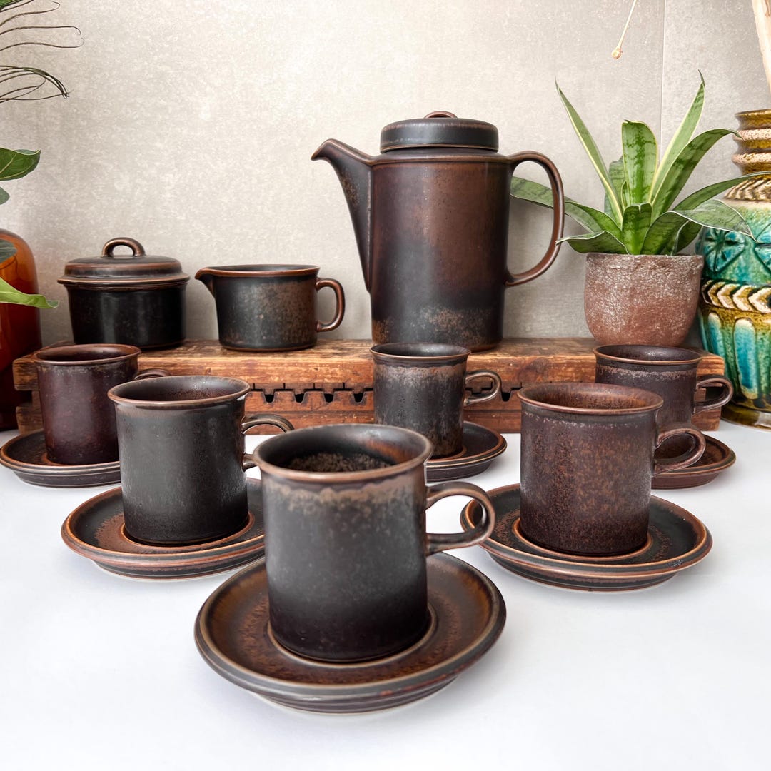 Vintage Arabia Ruska Coffee Set, 1960s Rustic Decor, Mid-century ...