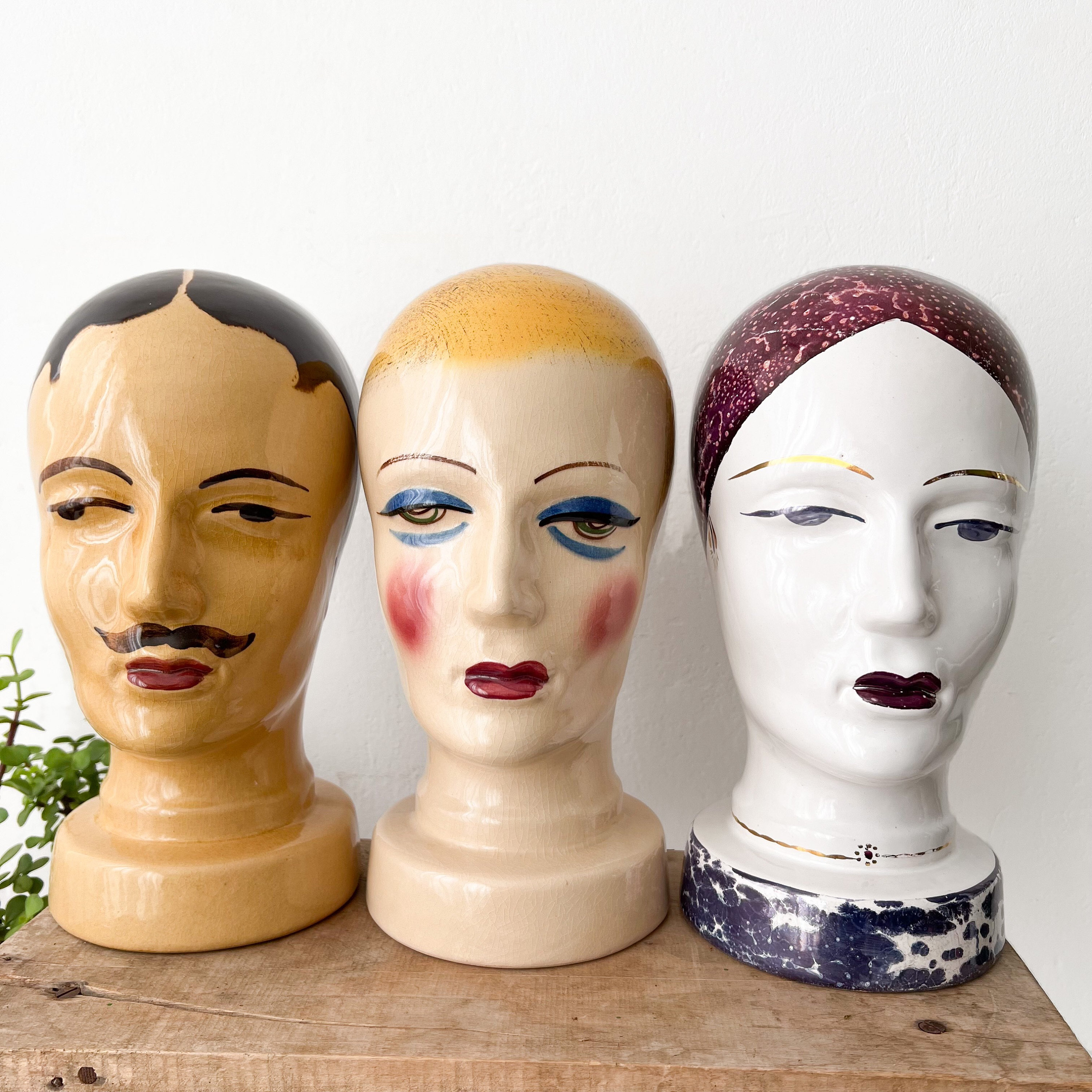 Vintage Scheurich Ceramic Mannequin Head, Headphones Display, Art Deco ...