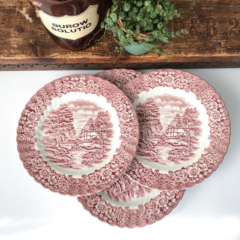 Memory Lane Red English Ironstone Plates Red Transferware - Etsy