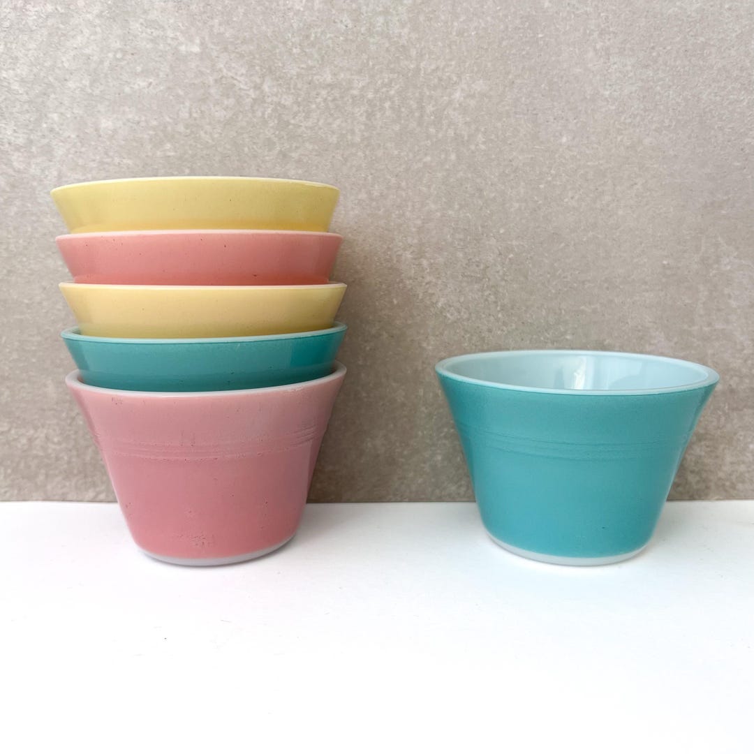 Vintage JAJ Pyrex Pastel Ramekins, Set of 6 Retro Custard Cups, Mid ...