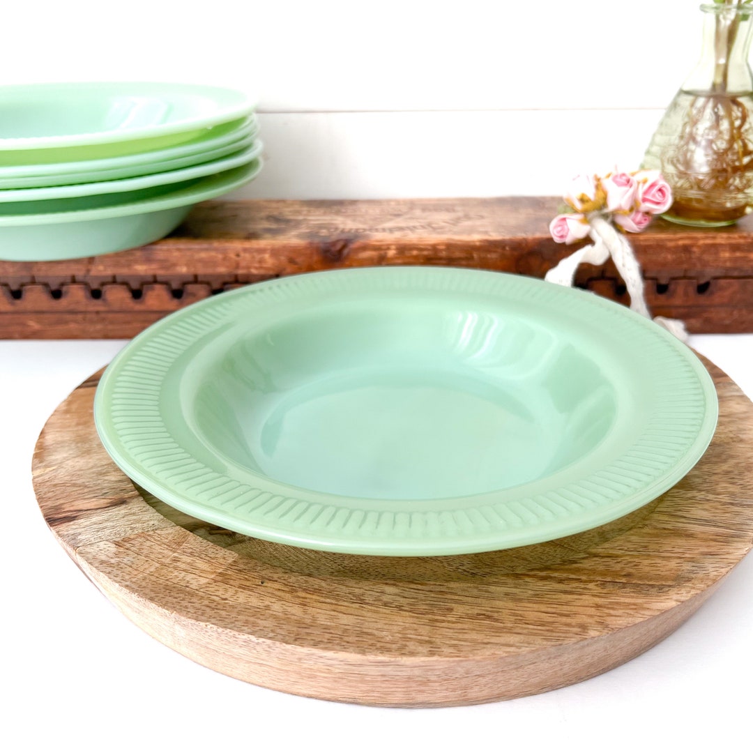 Rare Fire King Jadeite Soup Bowl, Jane Ray, Vintage Green Glass ...