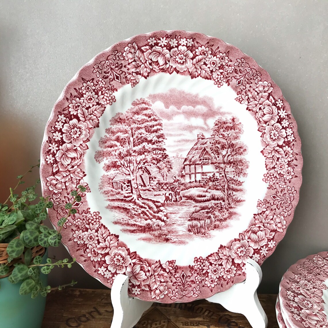 Memory Lane Red English Ironstone Plates Red Transferware - Etsy