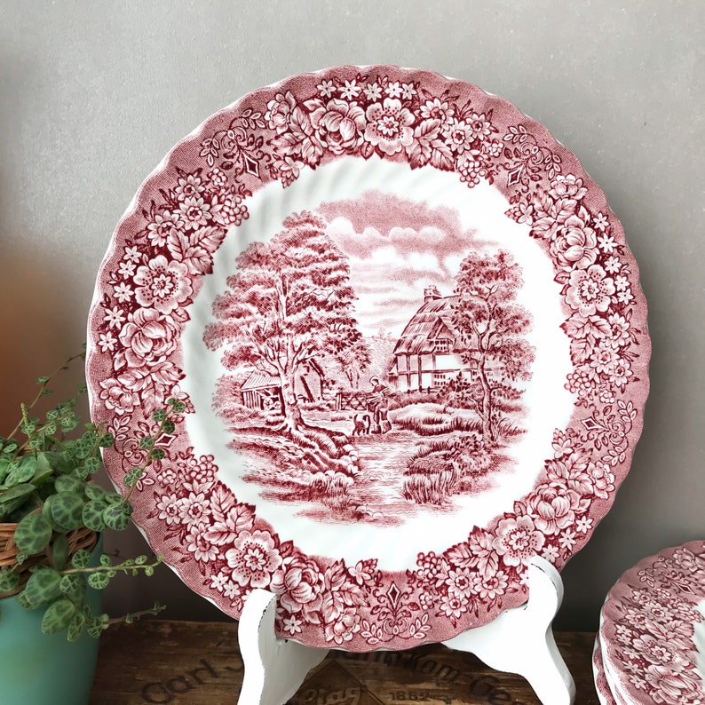 Memory Lane Red English Ironstone Plates Red Transferware - Etsy
