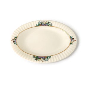 Lenox Rutledge Oval Platter, Ivory Bone China, Enamel Flowers, Ribbed ...