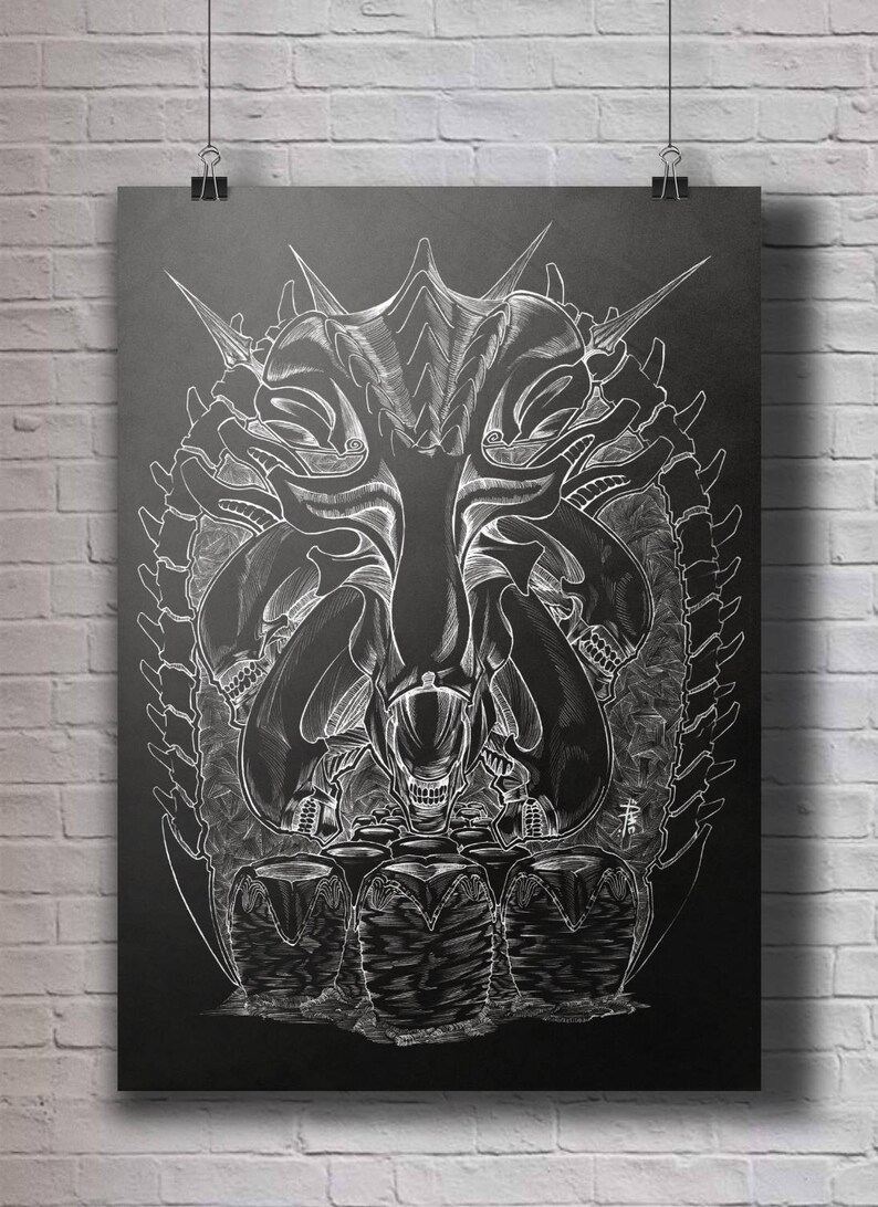 Alien Xenomorph A4 Original Art Print - Etsy
