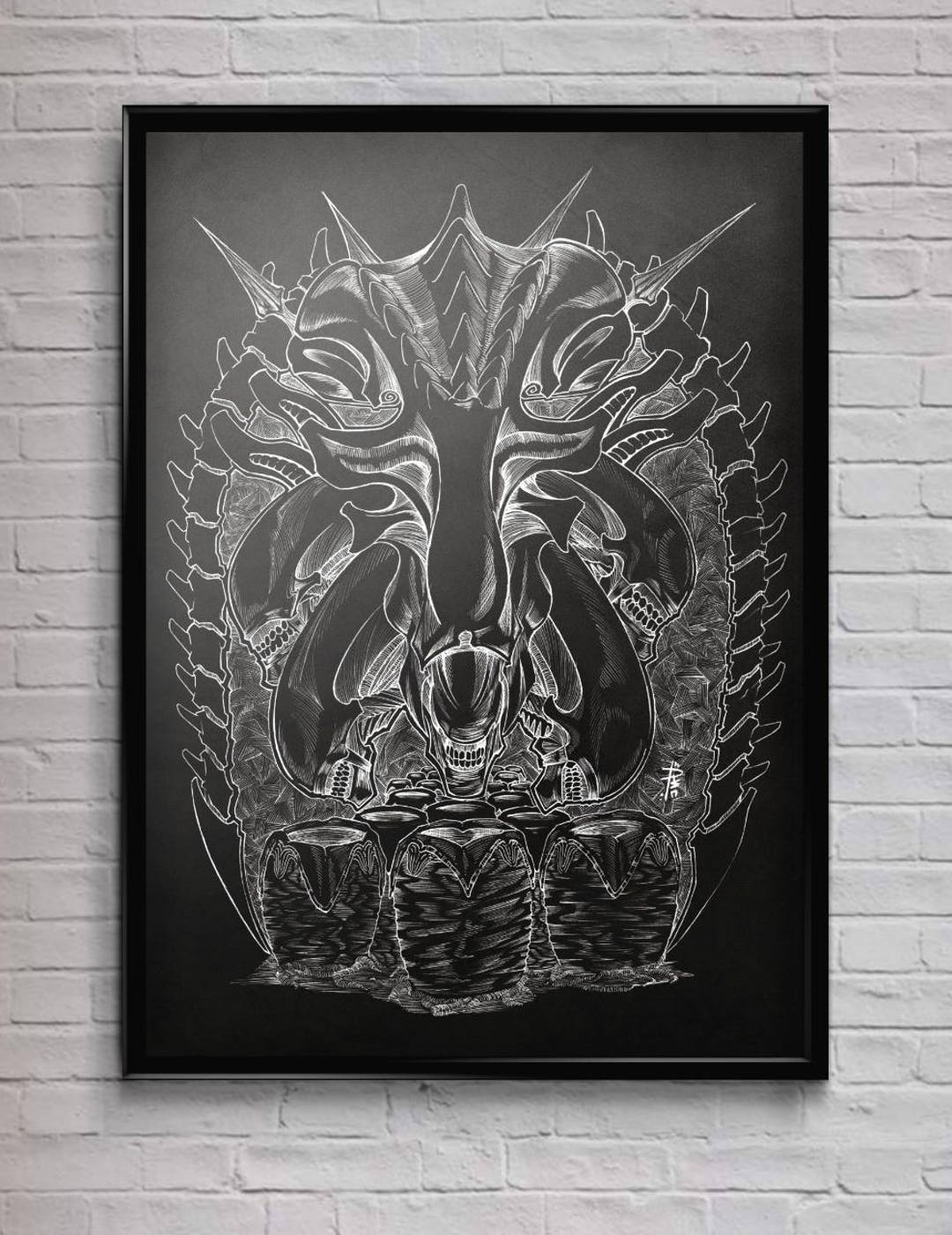 Alien Xenomorph A4 Original Art Print - Etsy