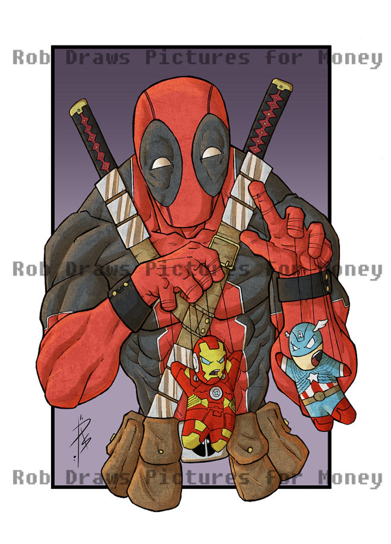 Deadpool Civil War A4 Original Art Print - Etsy Canada