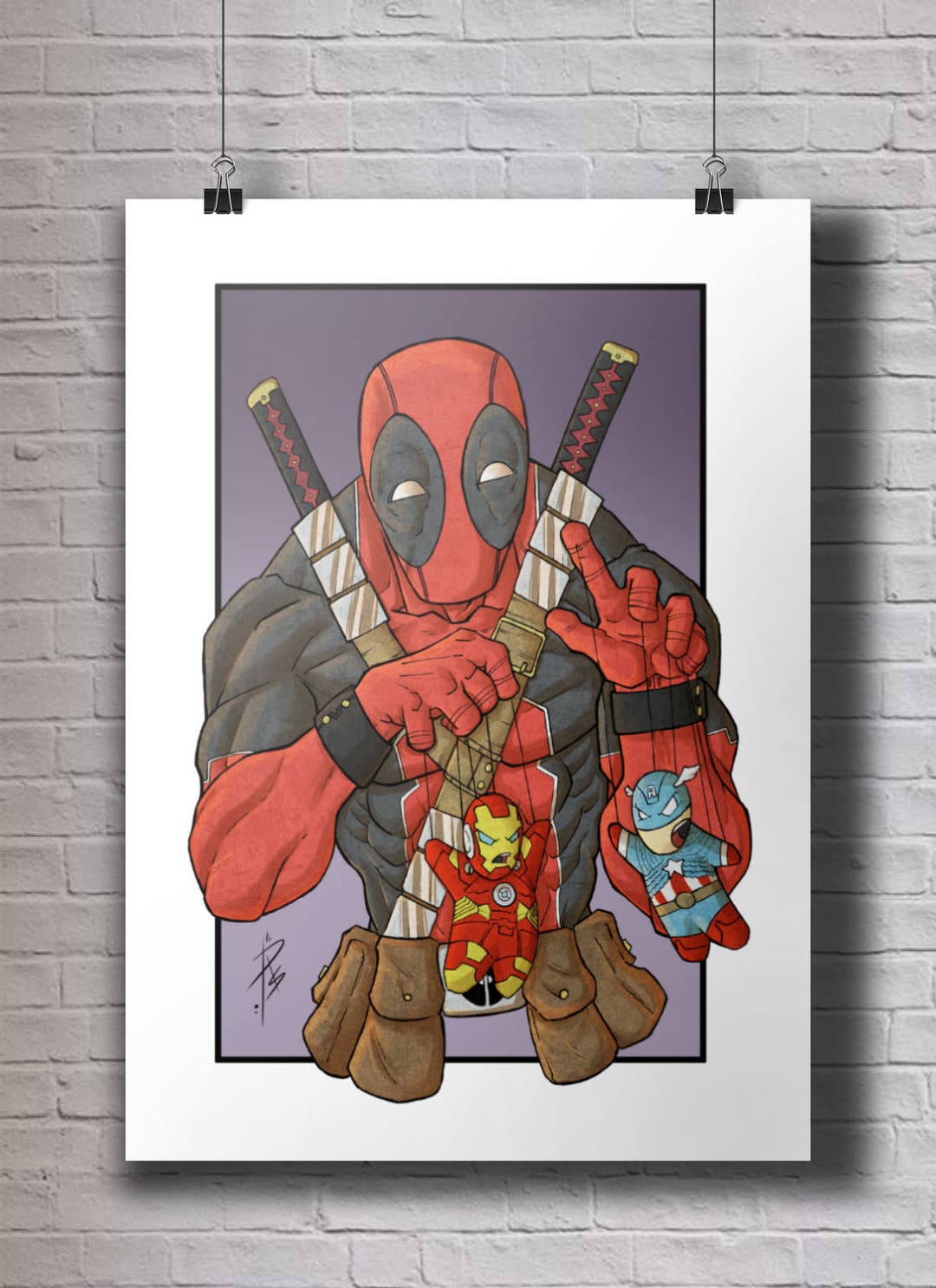 Deadpool Civil War A4 Original Art Print - Etsy UK