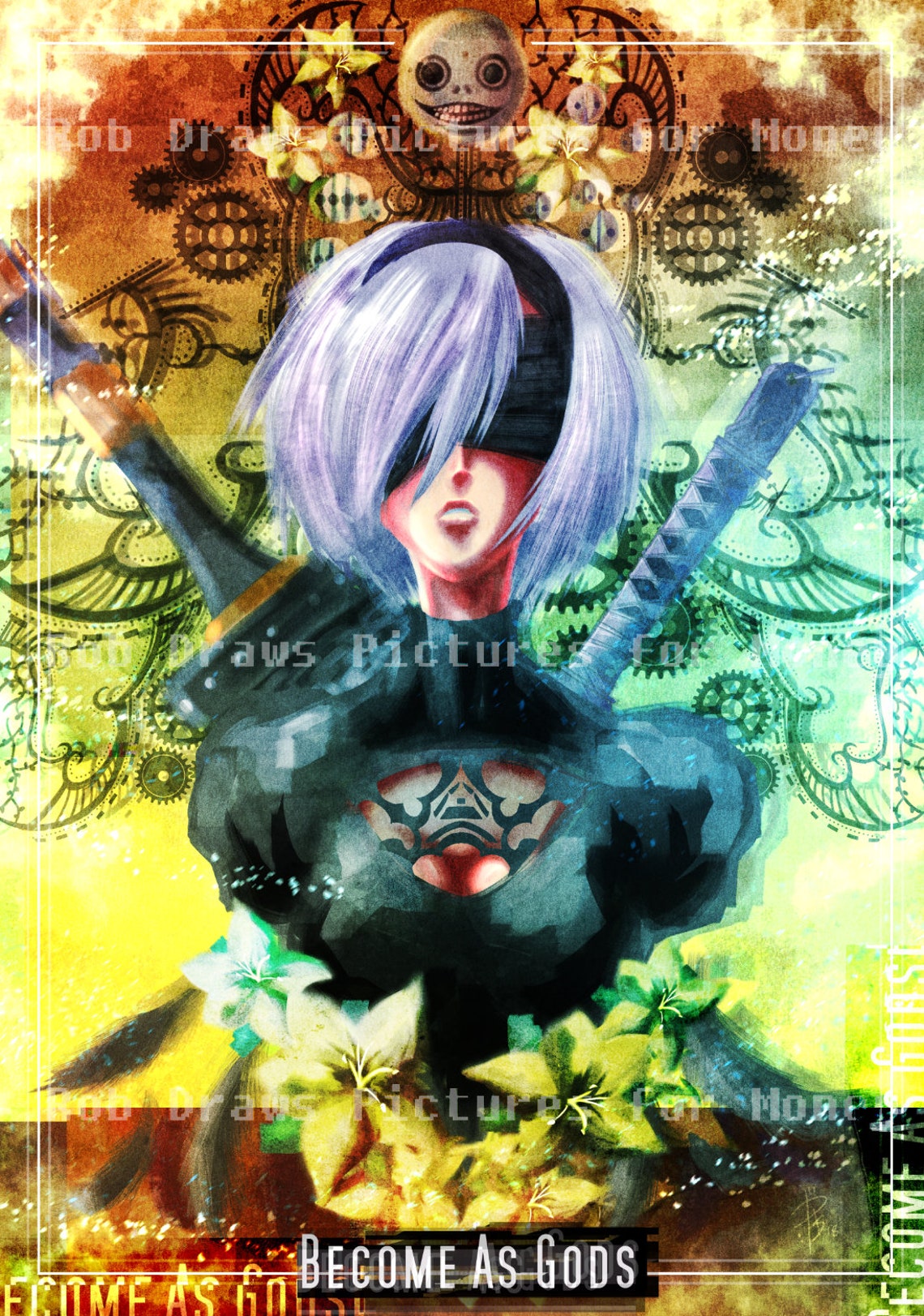 Nier: Automata 'BECOME AS GODS' Original A4 Digital Art Print - Etsy