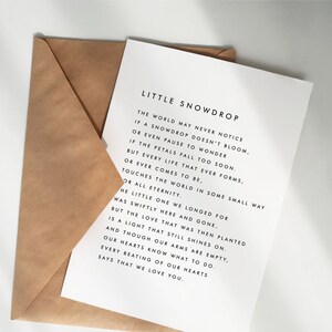 Little Snowdrop Poem Card PRINTABLE Miscarriage Gift | Etsy