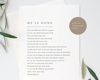 He is Gone Poem - Etsy