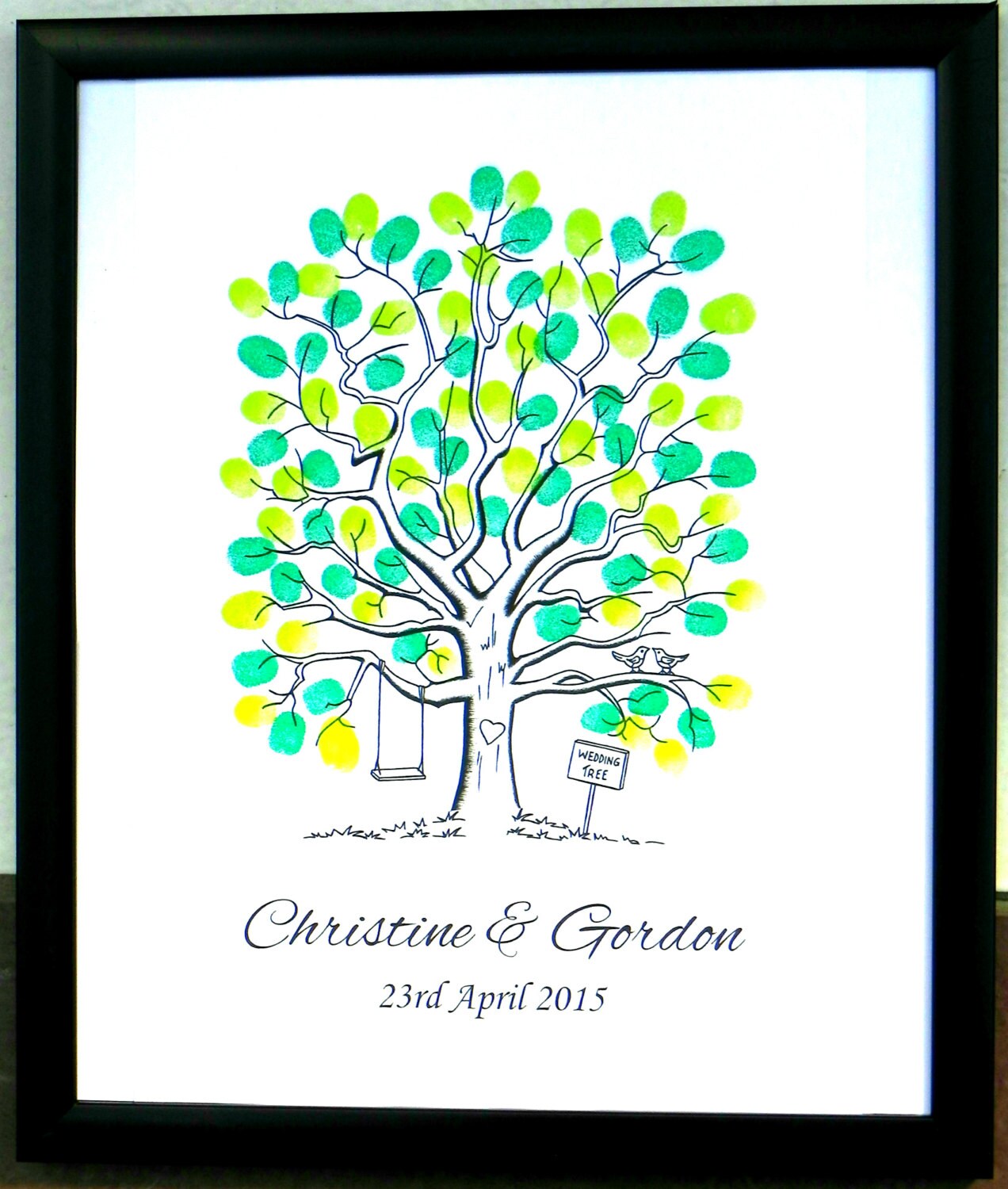 Personalised Fingerprint Tree Guest Book Wedding Birthday Christening ...