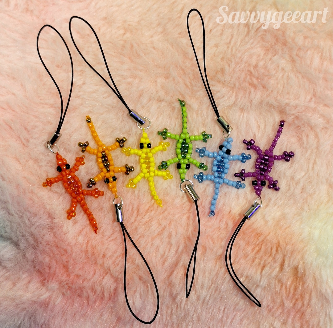Mini 90's Bead Lizard Phone Charm - Etsy