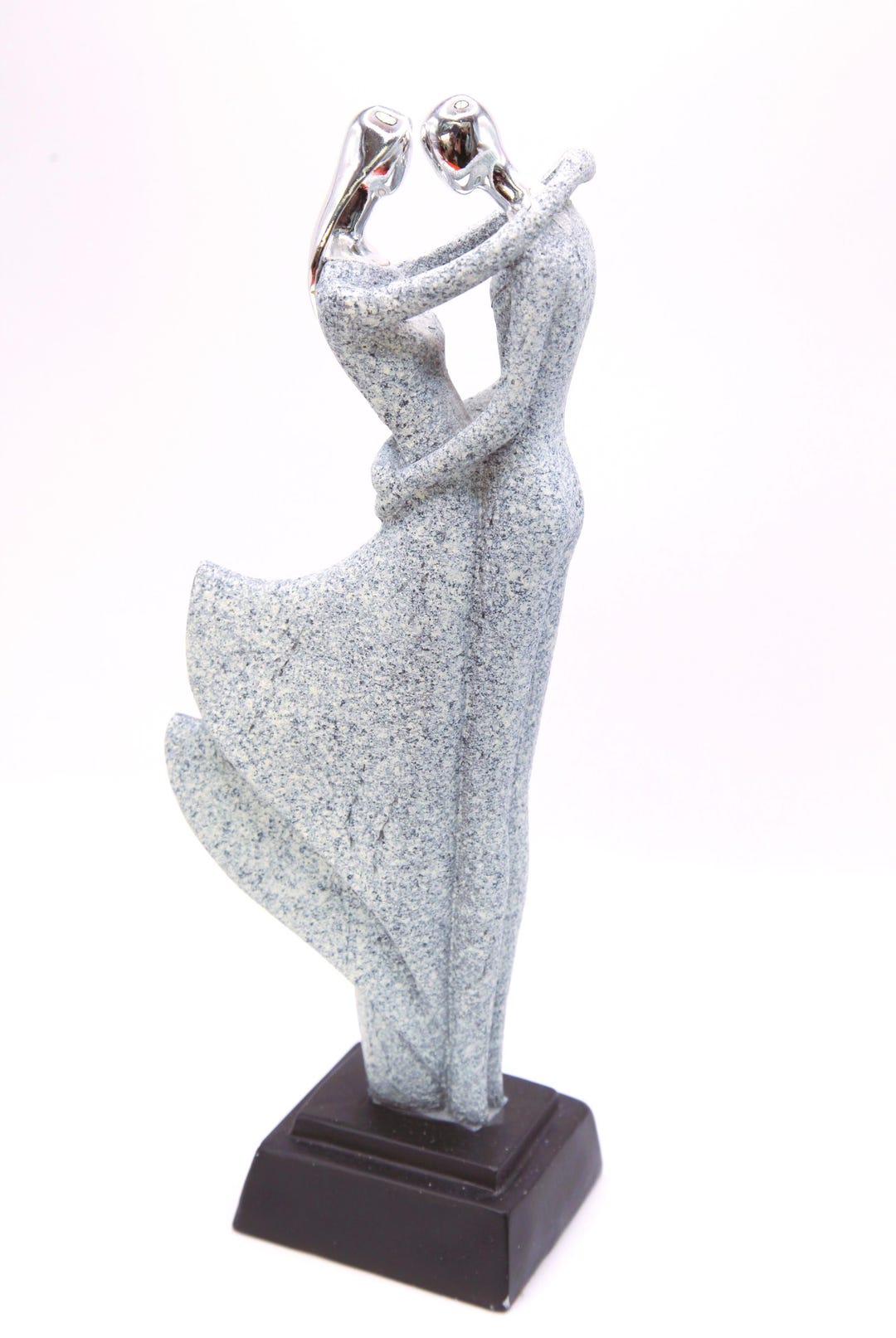 Modern Romantic Couple Figurine Statue, Silver & Gray Home Decor - Etsy
