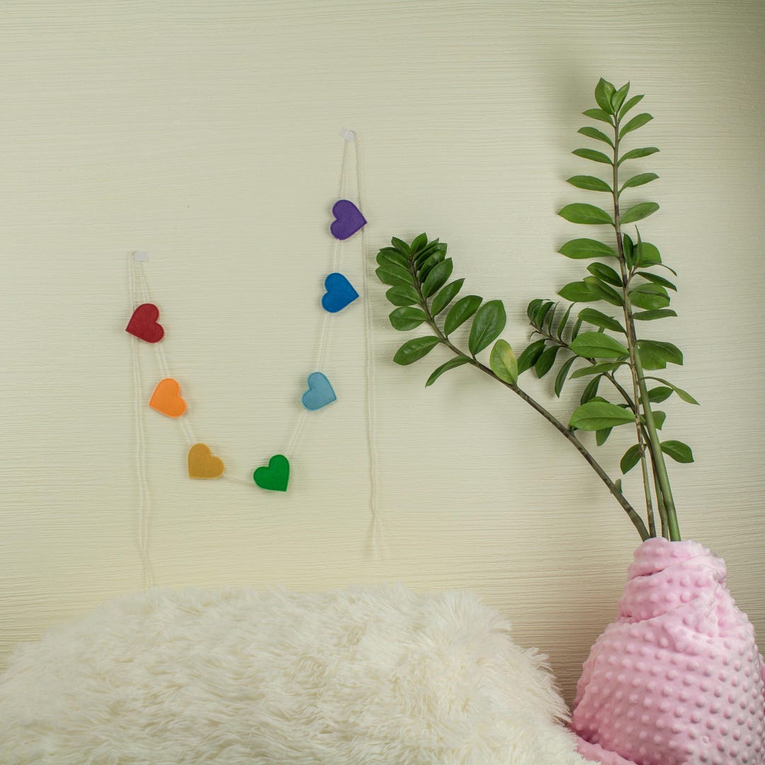 Handmade Rainbow Felt Heart Garland: Nursery & Playroom Decor - Etsy
