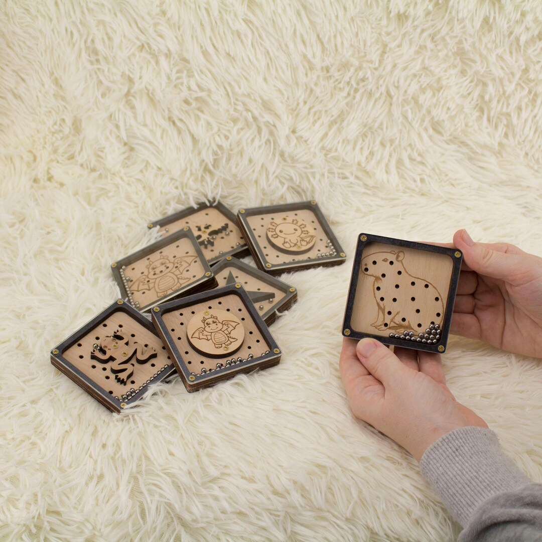 Wooden Montessori Balance Toys, Hand Held Marble Maze, Wood Balancing ...
