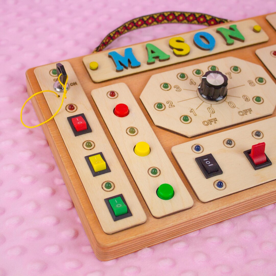 LED Busy Board With Switches & Lights: Personalized Toddler Travel Toy ...