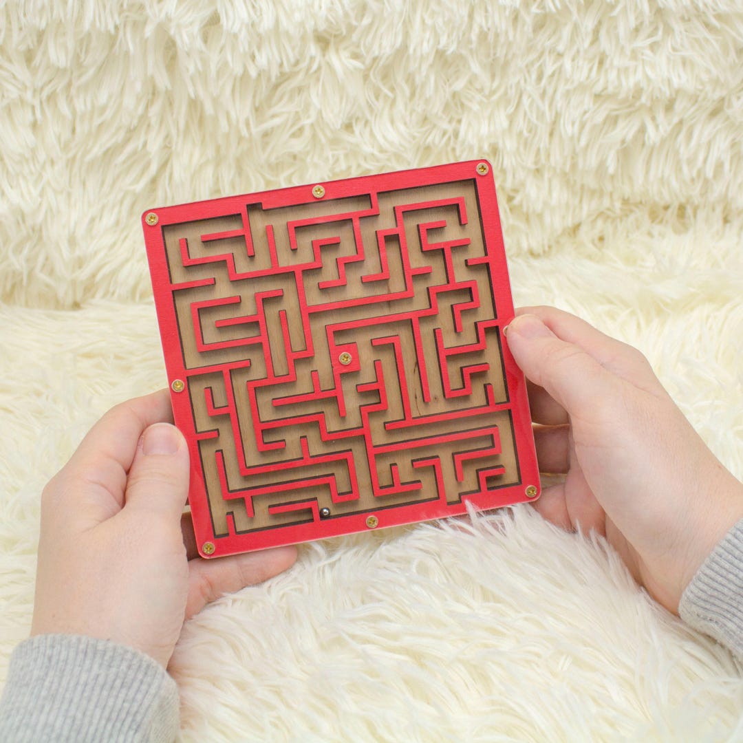 Wooden Labyrinth Maze Game: Travel Brain Teaser, Fine Motor Skill Toy ...