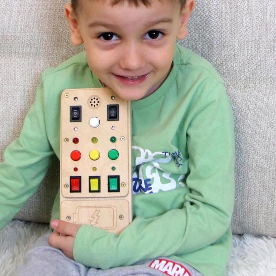 Personalized Montessori Busy Board: Wooden Toddler Toy With Buttons ...