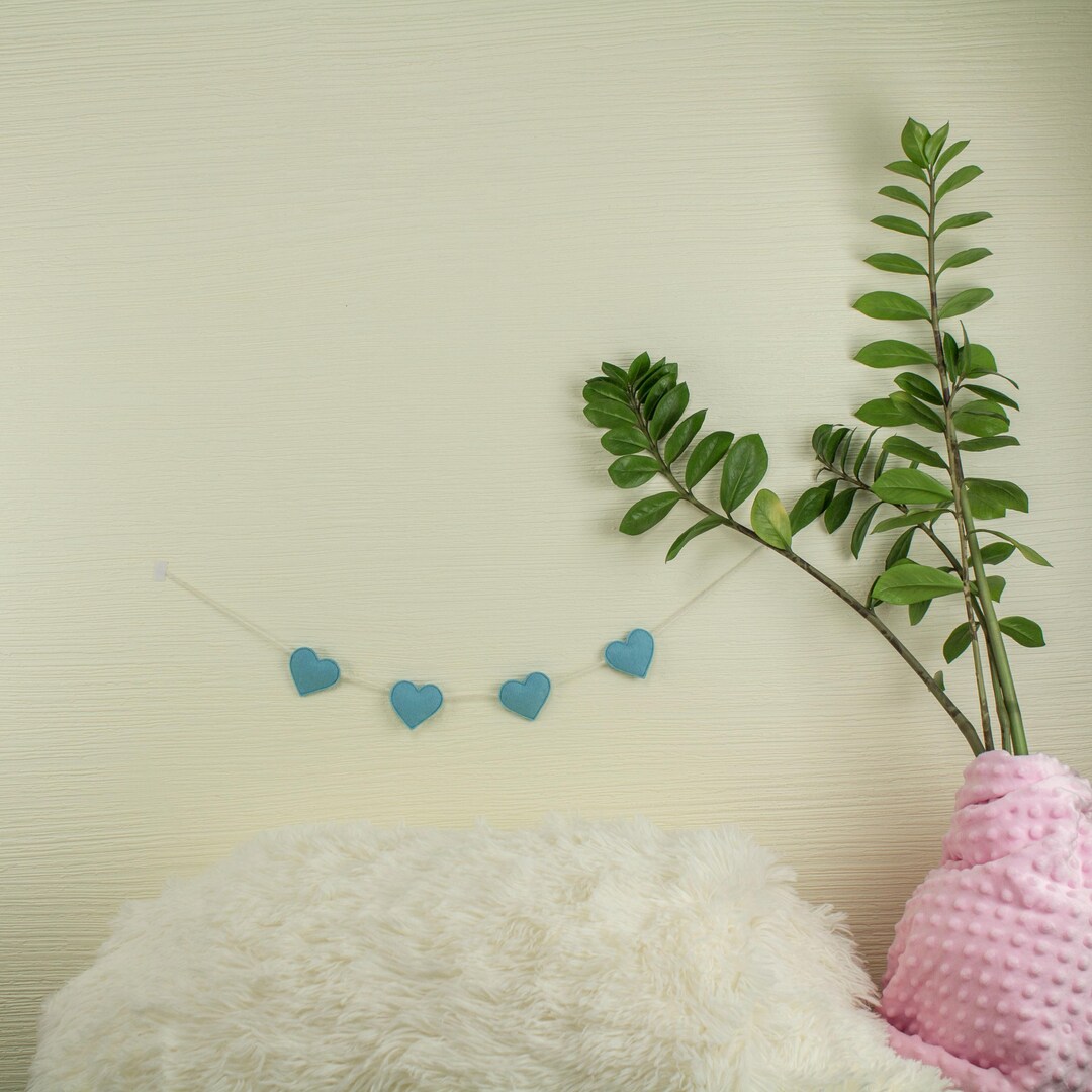 Handmade Light Blue & Beige Heart Garland - Wall Party Decor - Etsy