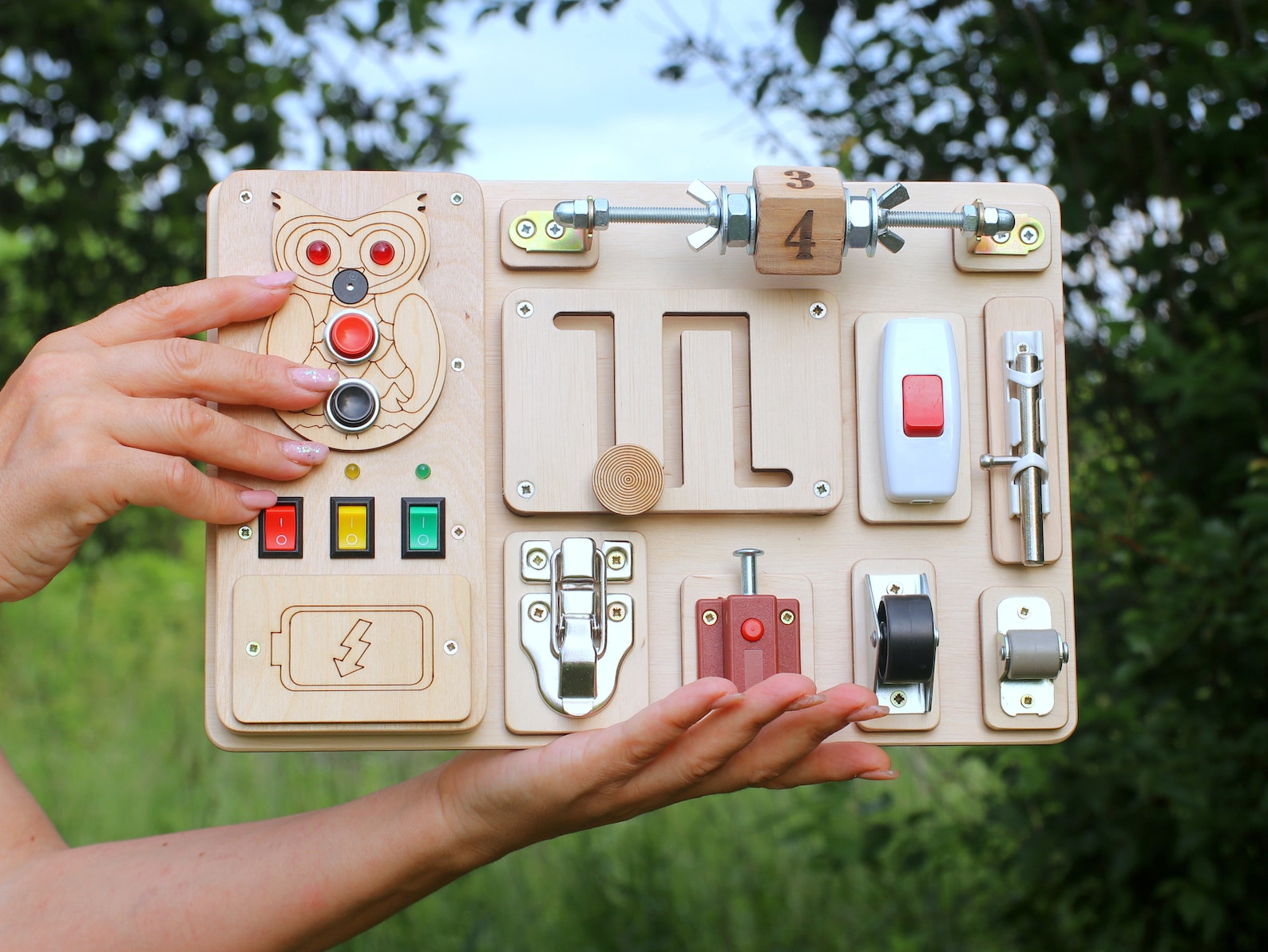 Busy Board With Light Switch LED Light Busy Board Electronic | Etsy