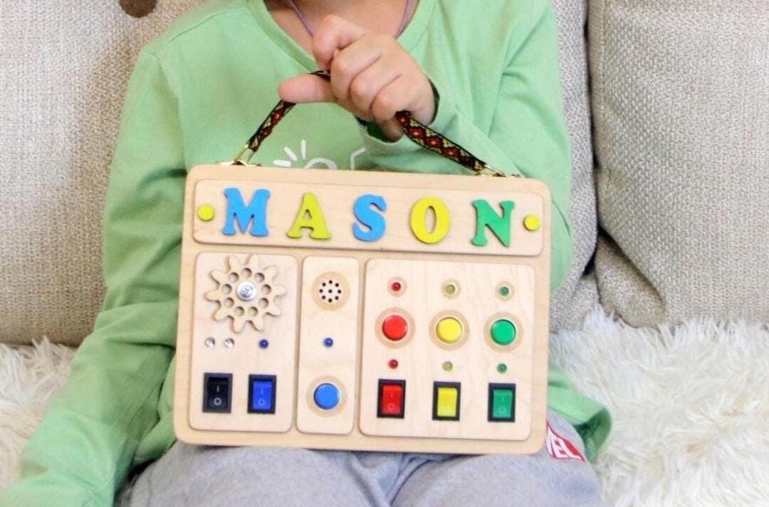 Montessori Toddler Busy Board With LED Lights: Electronic Switchboard ...