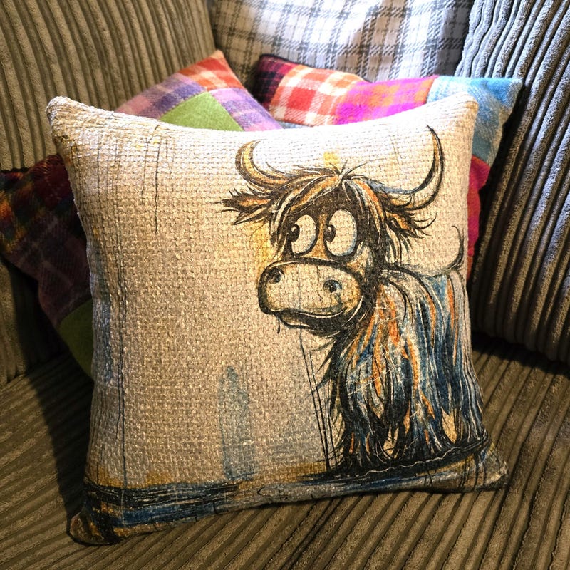 Highland Cow Cushion - Etsy UK