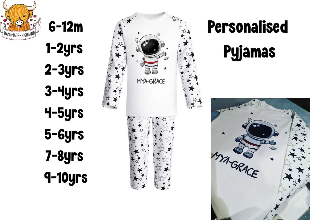 Personalised Space Man Pyjamas Pj's Kids Nightwear Spaceman Space - Etsy UK