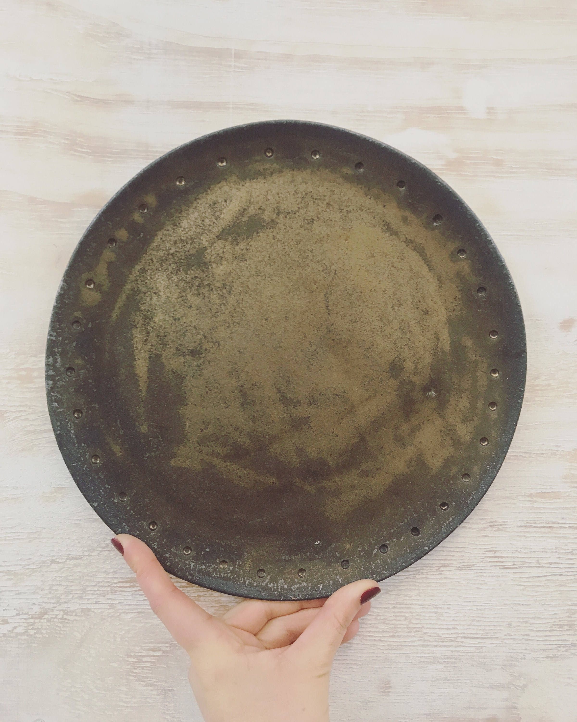 Rustic Gold Ceramic Plate, Gold Ceramic Plate, Ceramic Dinner Plate ...
