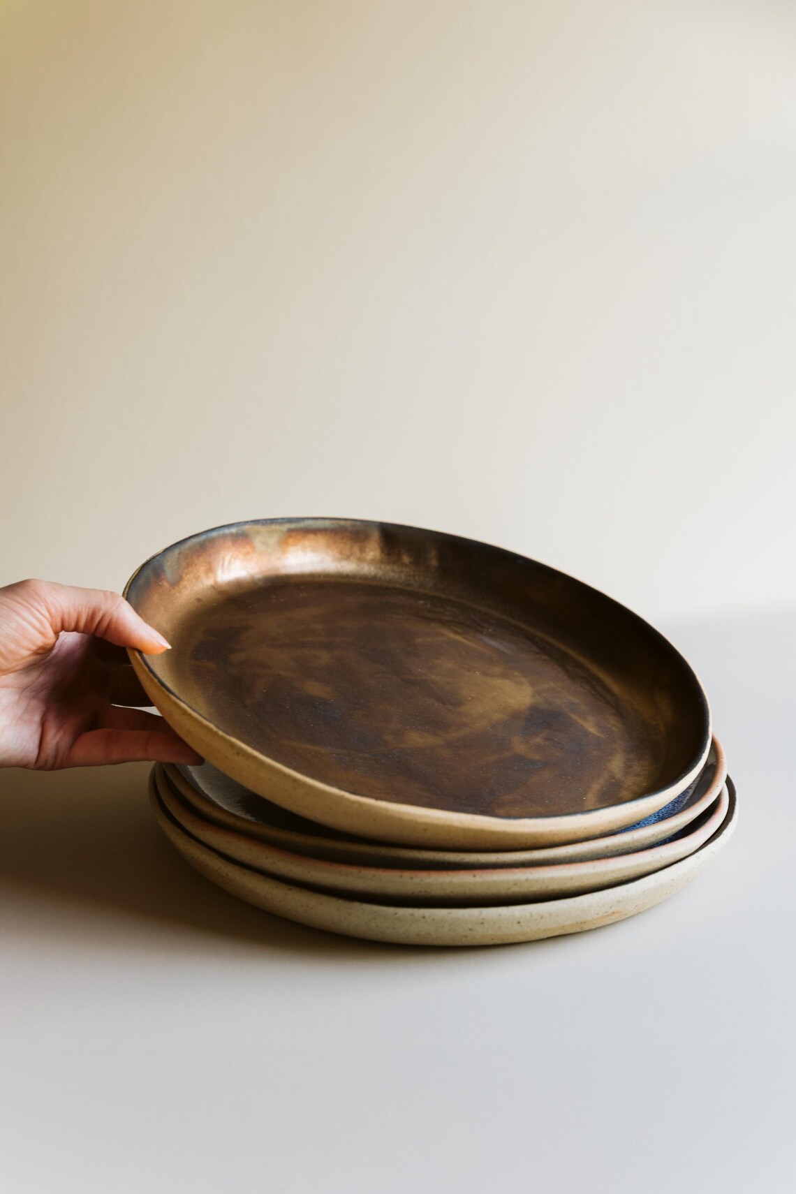 Rustic Gold Ceramic Plate, Gold Ceramic Plate, Ceramic Dinner Plate ...