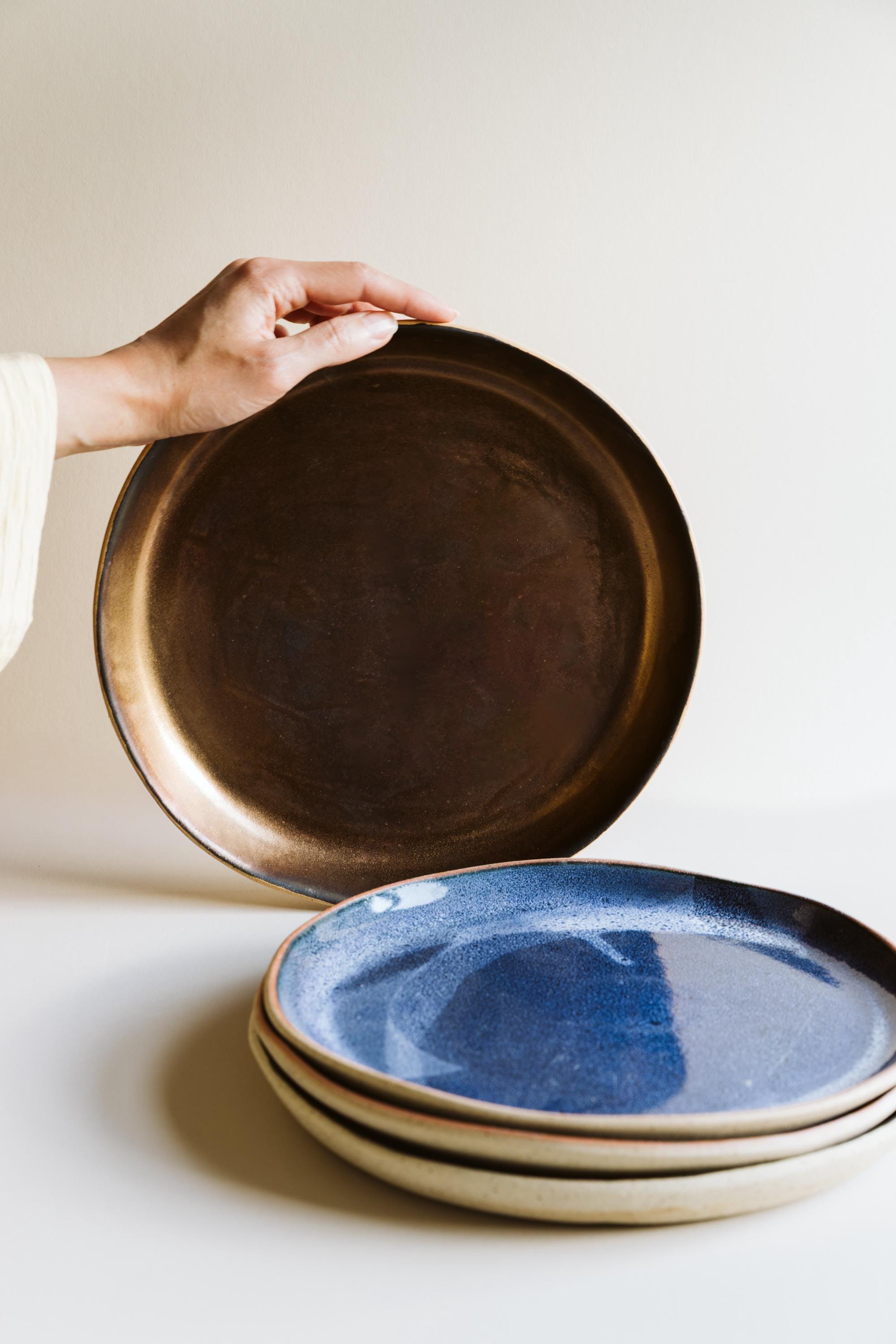 Rustic Gold Ceramic Plate, Gold Ceramic Plate, Ceramic Dinner Plate ...