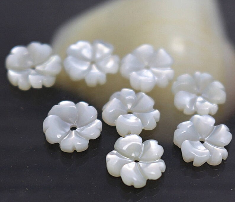 Natural White MOP Shell Flower Beads,white Shell 6mm 8 Mm 10mm Beads ...