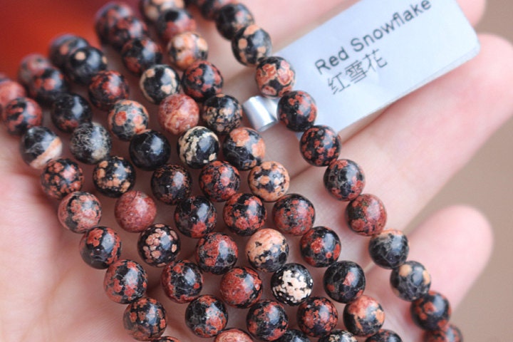 Red Snowflake Smooth Round Beads 15 Inch Full Strand 4mm 6 | Etsy