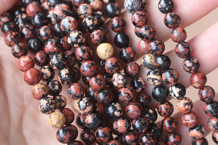 Red Snowflake Smooth Round Beads 15 Inch Full Strand 4mm 6 | Etsy