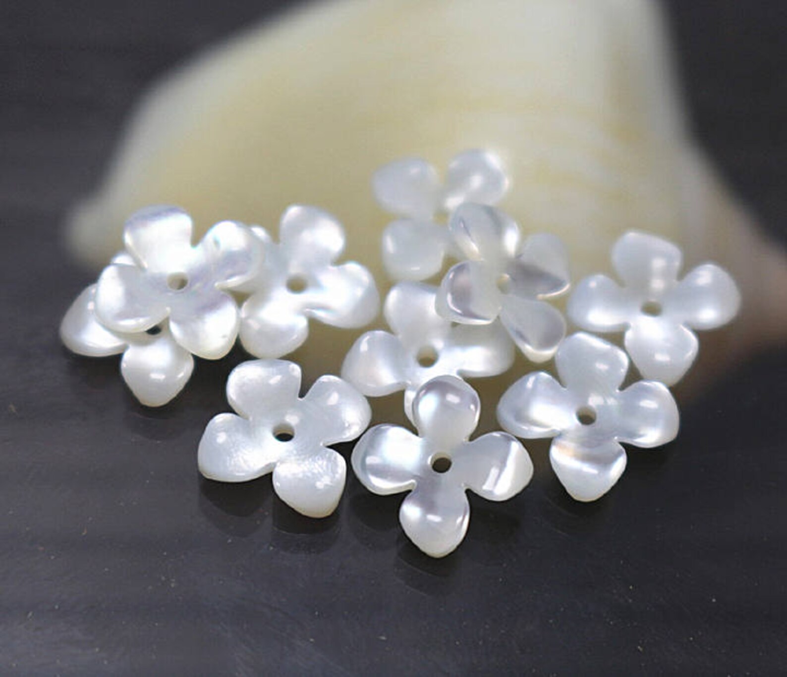 Natural White MOP Shell Flower Beads,white Shell 6mm 8 Mm 10mm Beads ...