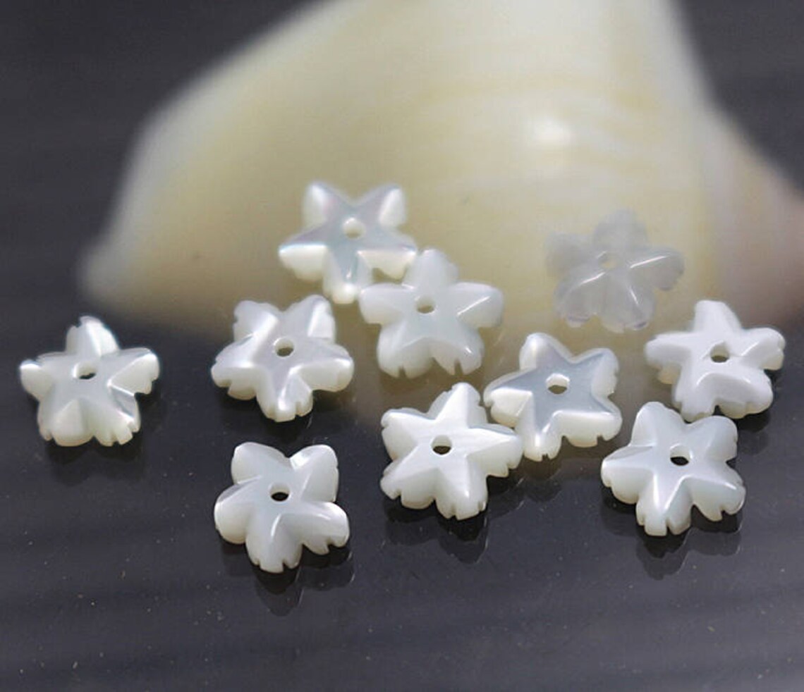 6mm Natural White MOP Shell Flower Beads,white Shell Beads, HZ0059 - Etsy