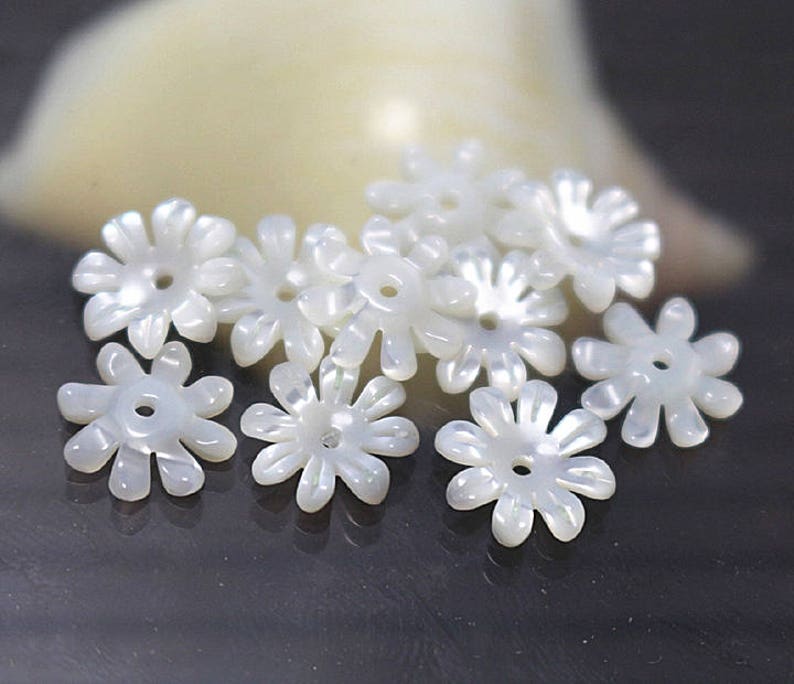 Natural White MOP Shell Flower Beads,white Shell 8 Mm 10mm 12mm 15mm ...