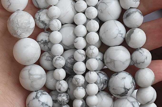White Howlite Smooth Round Beads 15 Inch Full Strand 4mm 6 | Etsy