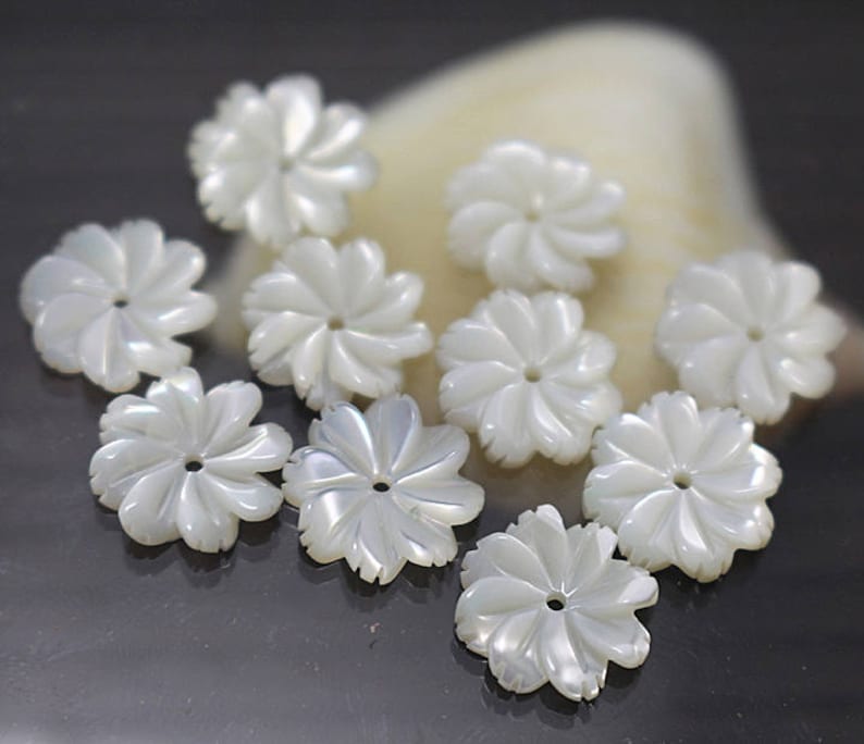 Natural White MOP Shell Flower Beads,white Shell 6mm 8 Mm 10mm Beads ...