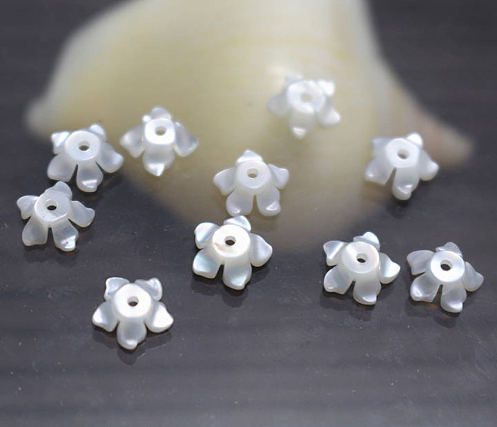 6mm Natural White MOP Shell Flower BeadsWhite Shell beads | Etsy