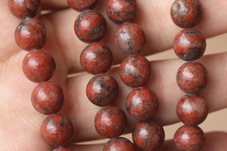 Red Sesame Jasper Gemstone Round Beads 15'' one | Etsy