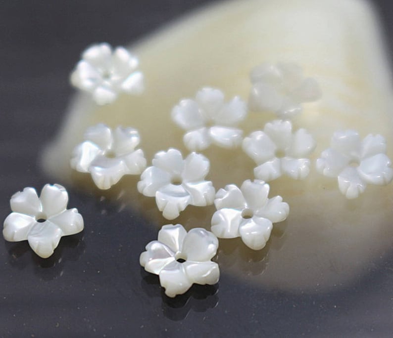6mm Natural White MOP Shell Flower Beads,white Shell Beads, HZ0059 - Etsy