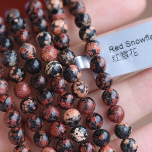 Red Snowflake, Smooth Round Beads, 15 Inch Full Strand ( 4mm 6 Mm 8mm ...