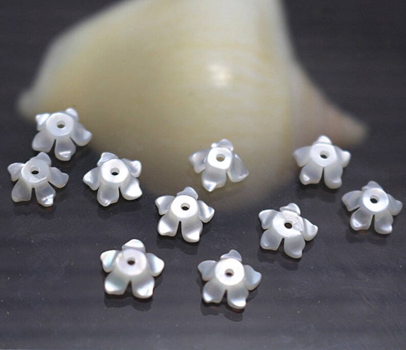 6mm Natural White MOP Shell Flower Beads,white Shell Beads, HZ0064 - Etsy