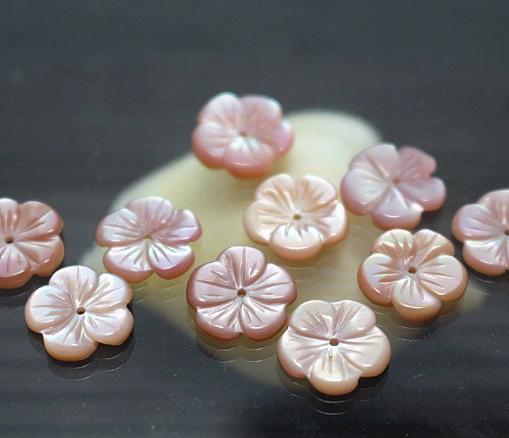 Natural Pink MOP Shell Flower Beads Pink Shell 6 mm 8 mm 10mm | Etsy