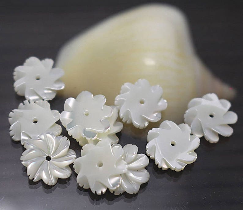 Natural White MOP Shell Flower Beads,white Shell 6mm 8 Mm 10mm Beads ...