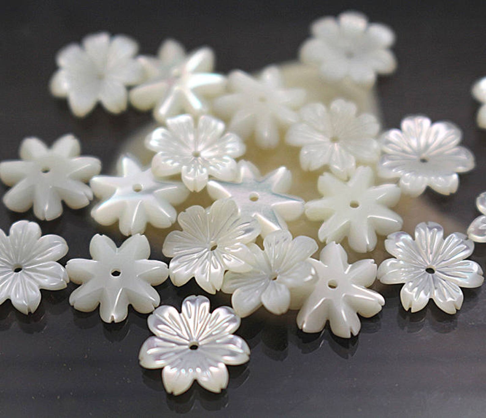 Natural White MOP Shell Flower Beads,white Shell 8 Mm 10mm 12mm Beads ...
