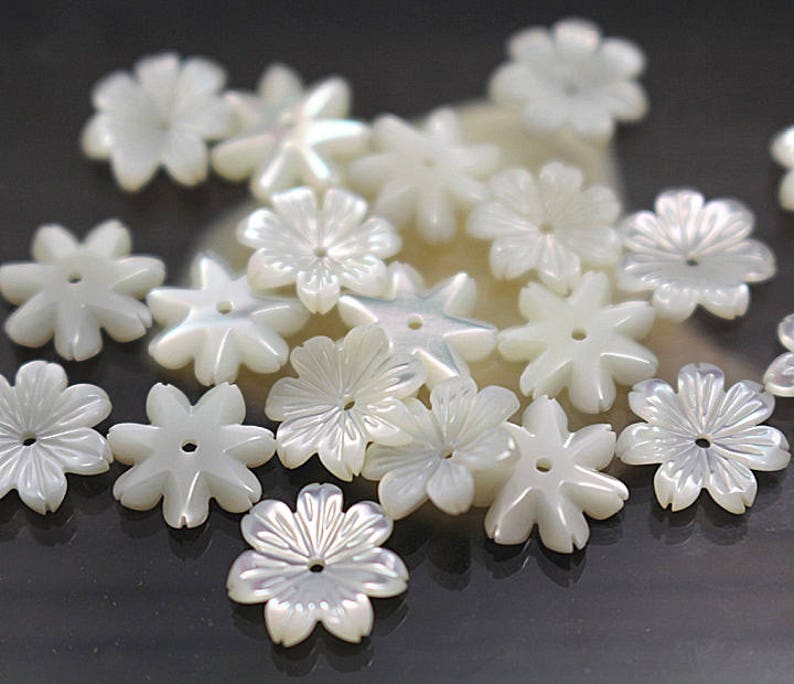 Natural White MOP Shell Flower Beads,white Shell 8 Mm 10mm 12mm Beads ...